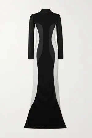 GRACE LING Net Sustain Silhouette Stretch-knit And Mesh Maxi Dress