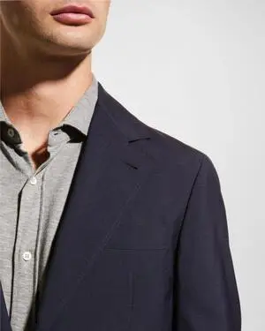 Brunello Cucinelli Apos;s Super 150s Lightweight Wool And Silk Blazer - Navy