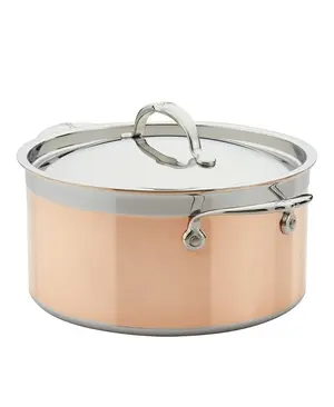 HESTAN Copperbond 6.0qt Induction Copper Stockpot With Lid - Brown