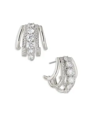 Nadri Cleo Mixed Hoop Earrings - Silver