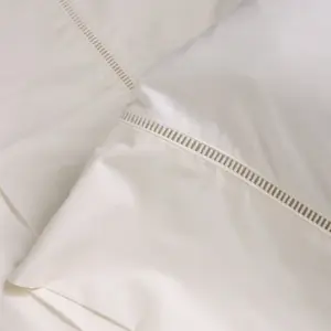 POM POM AT HOME Como Ladder Stitch Standard Pillowcase, Pair - Ivory