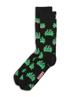 Happy Socks Frogs Crew Socks - Black