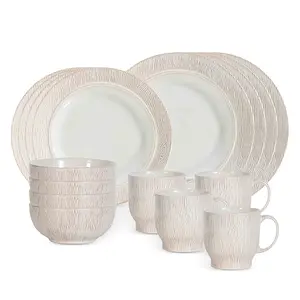 JULISKA Blenheim Oak 16 Piece Dinnerware Set Whitewash
