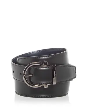 FERRAGAMO Gancini Buckle Reversible Leather Belt - Nero