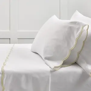 SKY Scalloped Sheet Set, King - Tan