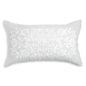 SKY Floral Embroidery Decorative Pillow, 14 X 24 Exclusive - Mineral Grey