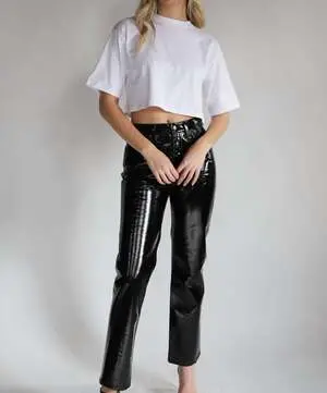 AGOLDE Recycled Leather 90's Pinch Waist In Shadow Patent - Multi