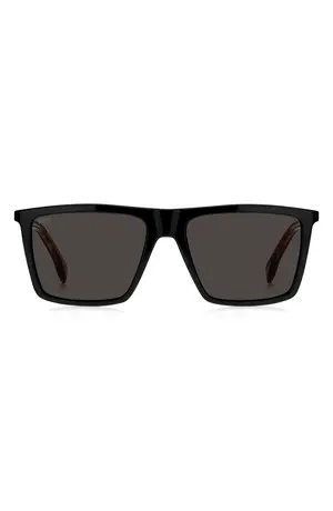 BOSS 56mm Flat Top Sunglasses - Black Havana/ Grey
