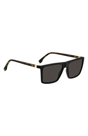 BOSS 56mm Flat Top Sunglasses - Black Havana/ Grey