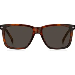 BOSS BOSS 55mm Square Frame Sunglasses Brown Horn