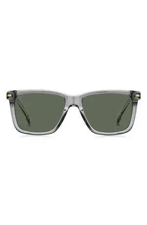 BOSS BOSS 55mm Square Frame Sunglasses Grey/ Green