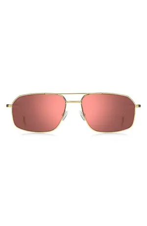 BOSS 58mm Aviator Sunglasses - Gold/ Coral