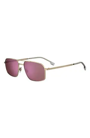 BOSS 58mm Aviator Sunglasses - Gold/ Coral