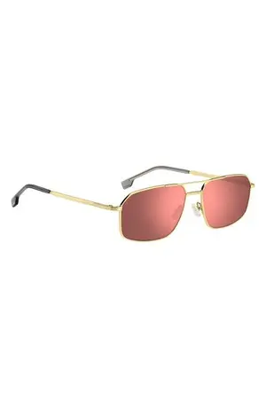BOSS 58mm Aviator Sunglasses - Gold/ Coral