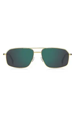 BOSS 58mm Aviator Sunglasses - Gold/teal