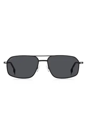 BOSS BOSS 58mm Aviator Sunglasses Matte Black Silver/ Grey