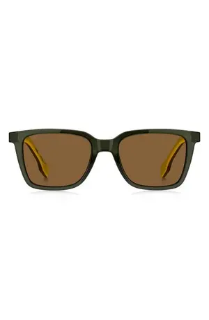 BOSS 53mm Square Full Rim Sunglasses Green Yellow