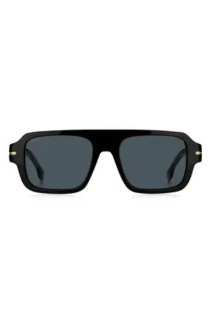 BOSS 53mm Flat Top Sunglasses - Black/ Blue Antireflex