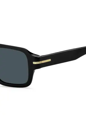 BOSS 53mm Flat Top Sunglasses - Black/ Blue Antireflex