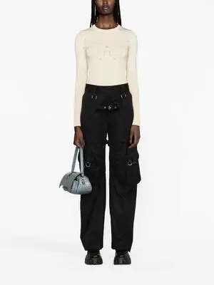 MARINE SERRE Rib-knit Long-sleeve Top - Neutrals