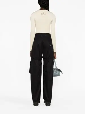 MARINE SERRE Rib-knit Long-sleeve Top - Neutrals