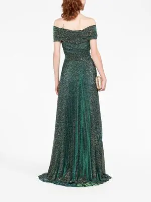 Talbot Runhof Beaded Off-shoulder Gown