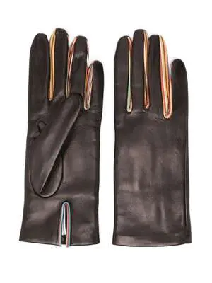 Paul Smith Stripe-detail Leather Gloves - Black