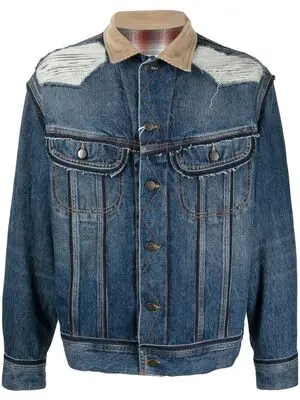 MAISON MARGIELA X Pendleton Distressed Denim Jacket - Blue