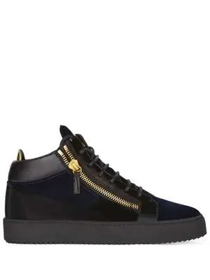 GIUSEPPE ZANOTTI Kriss Velvet Mid-top Sneakers - Blue