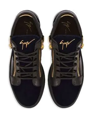 GIUSEPPE ZANOTTI Kriss Velvet Mid-top Sneakers - Blue