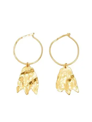 JIL SANDER Floral Motif Drop Earrings In Tone Brass - Gold
