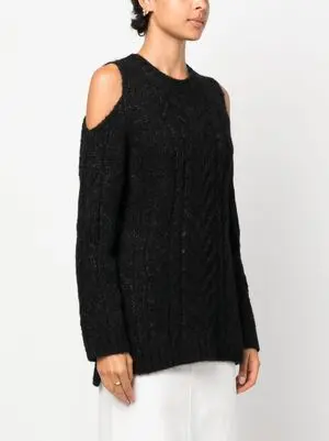P.a.r.o.s.h Cable-knit Off-shoulder Sweatshirt
