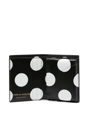 Comme Des Garçons Polka-dot Leather Wallet - Black