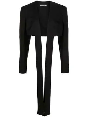 ANDREĀDAMO Open-front Cropped Jacket - Black