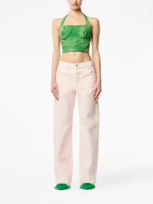 Heron Preston Distressed Cotton Corset Top - Green