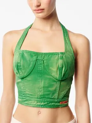 Heron Preston Distressed Cotton Corset Top - Green