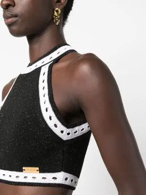 Balmain Cut-out Detail Cropped Top