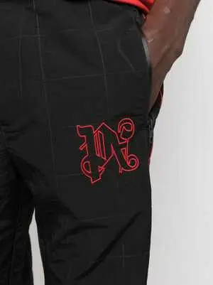 Palm Angels Logo-embroidered Checked Trousers