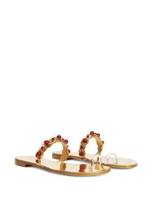 GIUSEPPE ZANOTTI Marguerithe Bead-embellished Sandals - Gold