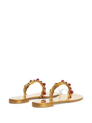 GIUSEPPE ZANOTTI Marguerithe Bead-embellished Sandals - Gold