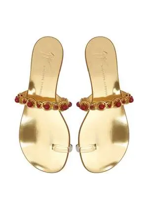 GIUSEPPE ZANOTTI Marguerithe Bead-embellished Sandals - Gold