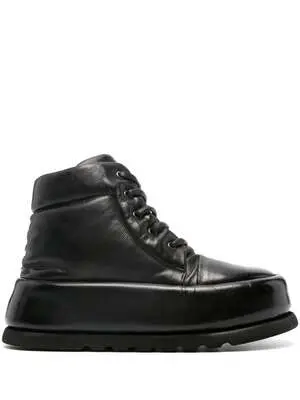 Marsèll Leather Platform Combat Boots - Black
