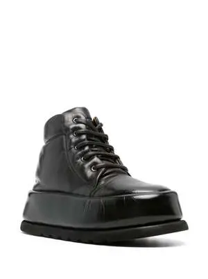 Marsèll Leather Platform Combat Boots - Black