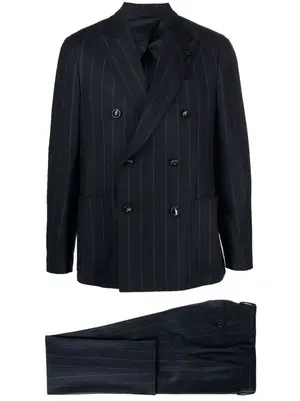 LARDINI Double-breasted Pinstripe-pattern Suit