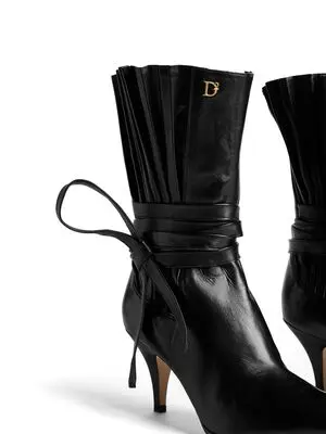 Dsquared2 Logo-plaque Self-tie Leather Boots