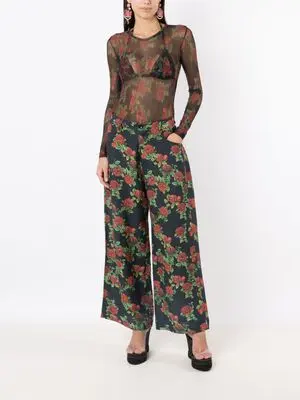 AMIR SLAMA Sheer Floral T-shirt