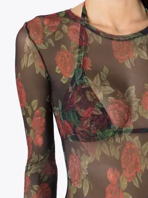 AMIR SLAMA Sheer Floral T-shirt