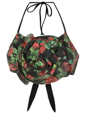 AMIR SLAMA Floral-appliqué Crop Top
