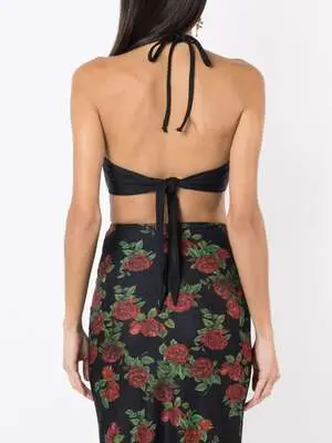 AMIR SLAMA Floral-appliqué Crop Top