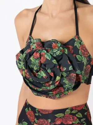 AMIR SLAMA Floral-appliqué Crop Top